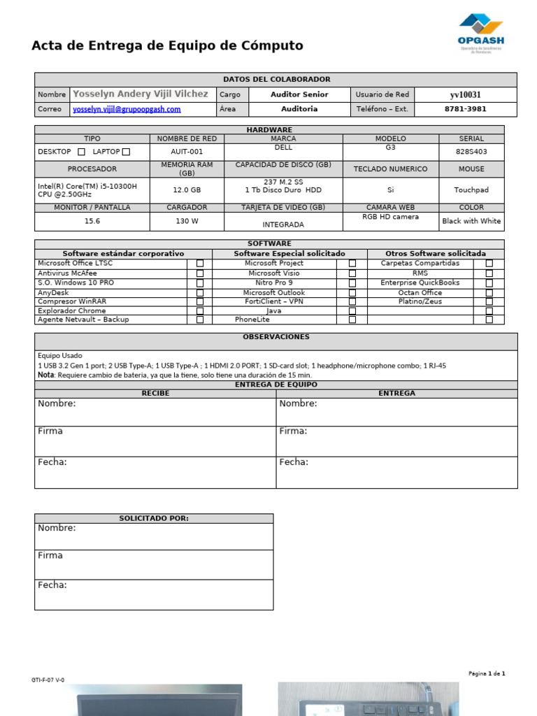 20241209_ENTREGA LAPTOP DELL | PDF | Ordenador portátil | USB