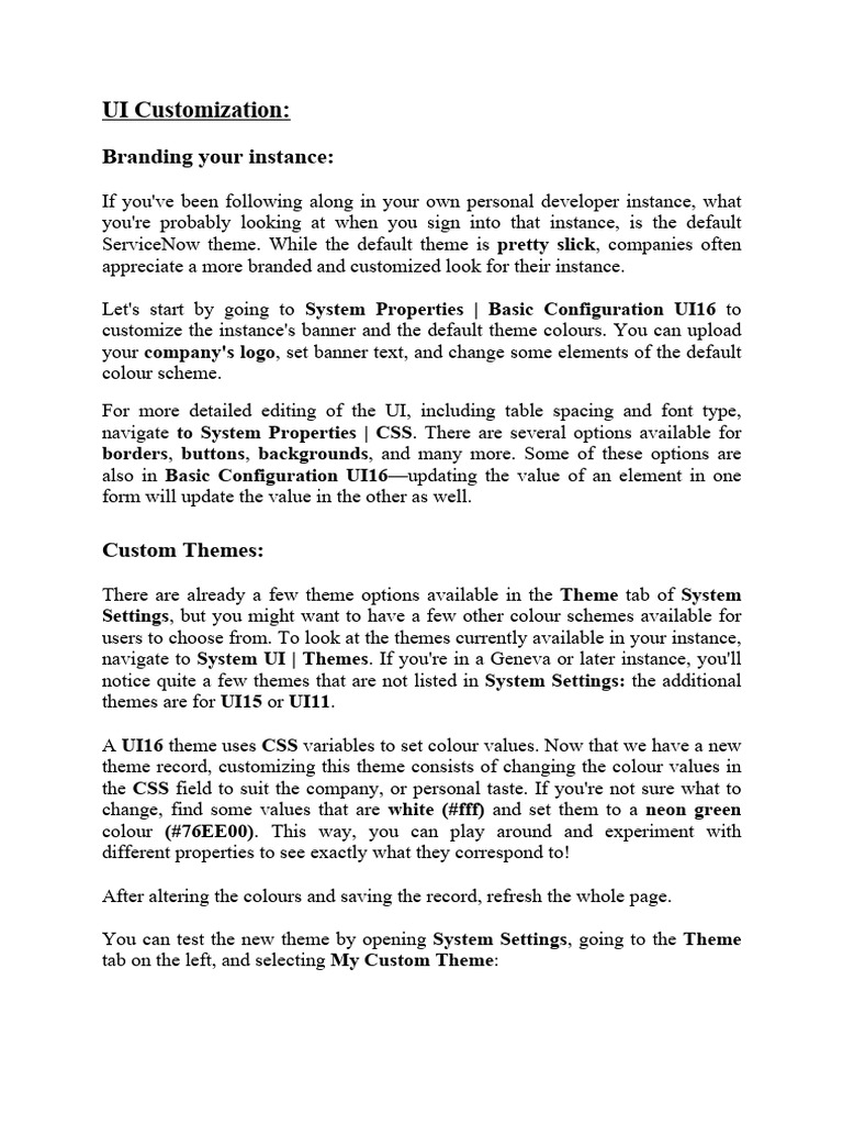 UI Customization:: Branding Your Instance | PDF | Software | Computing