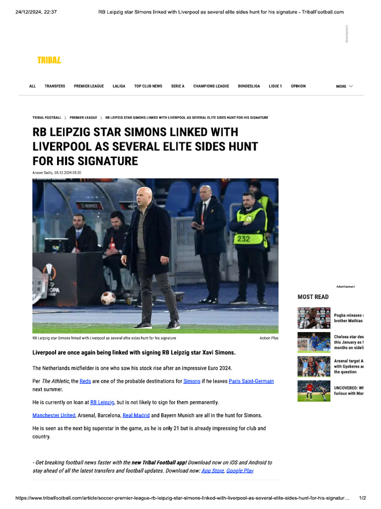RB Leipzig Star Simons Linked With Liverpool | PDF