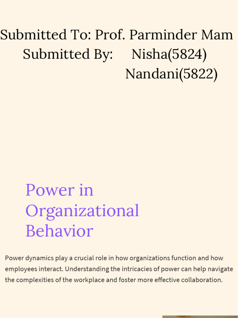 Power Dynamics in Organizations | PDF | Power (Social And Political ...