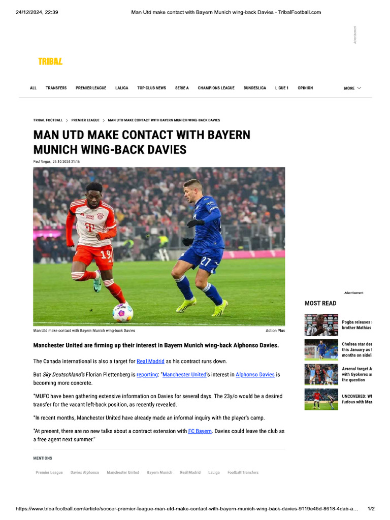 Manchester United Are Firming Up Their Interest in Bayern Munich Wing ...