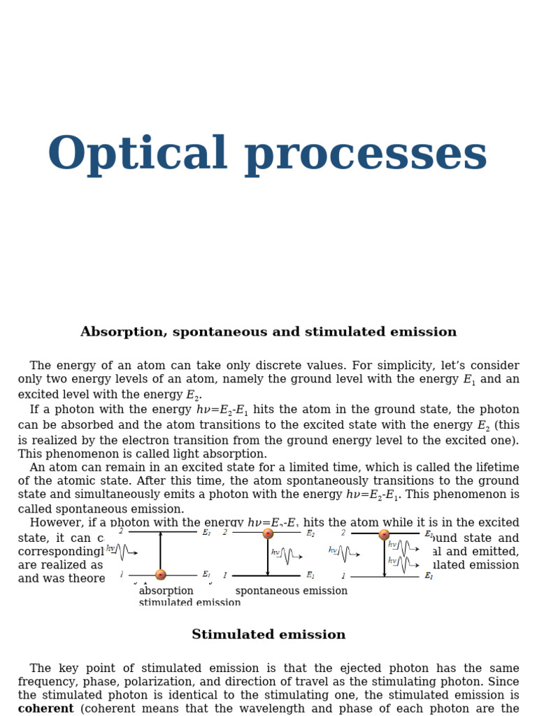 Quantum Physics 6 (Optical Processes) | PDF | Laser | Emission Spectrum