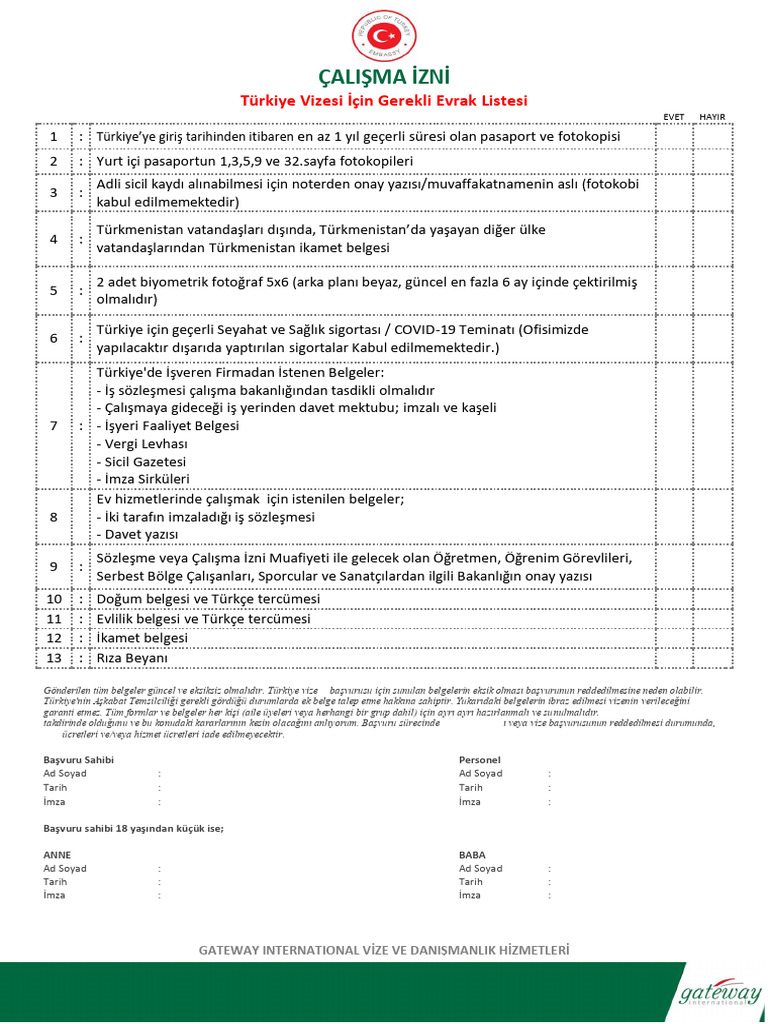CALISMA - IZNI Vize | PDF