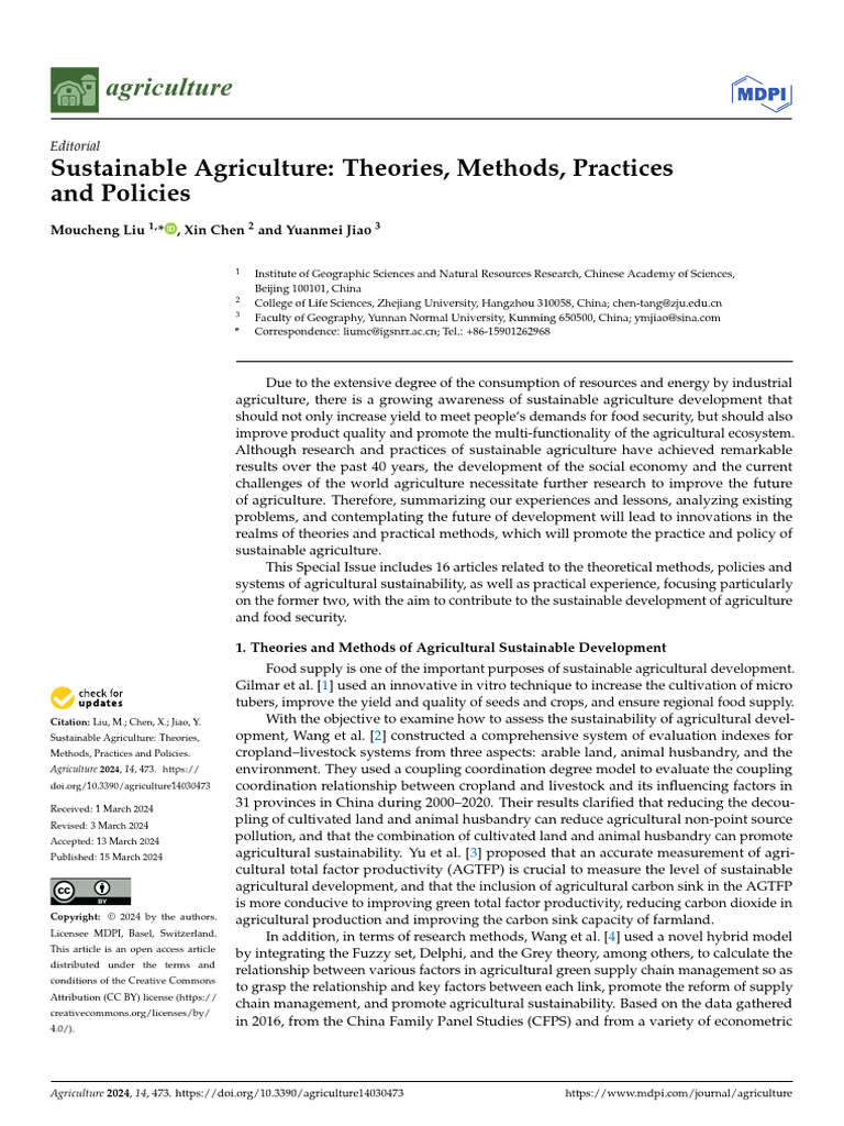 agriculture-14-00473 | PDF | Agriculture | Sustainable Agriculture