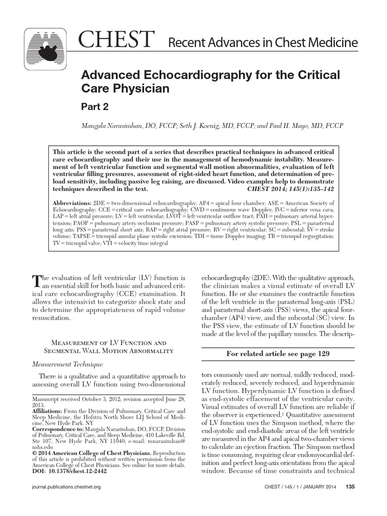 Advanced echo part 2 | PDF | Ventricle (Heart) | Echocardiography