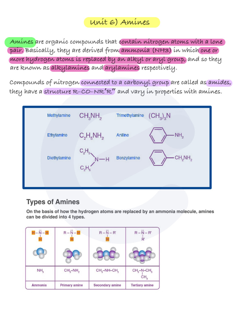 Unit 6) Amines | PDF | Amine | Chemistry
