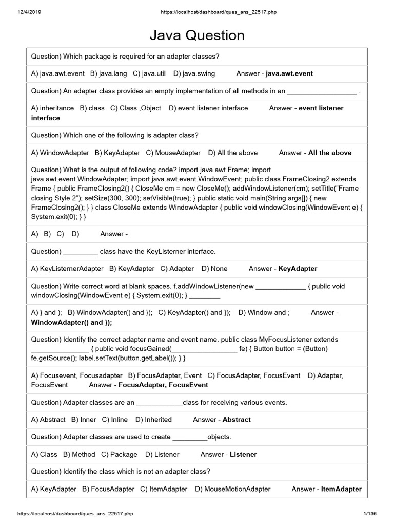 AJP MCQ Question Bank | PDF | Class (Computer Programming) | Method (Computer Programming)