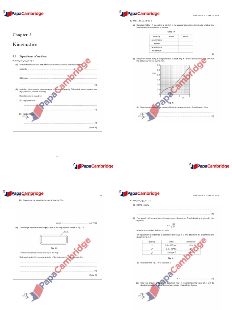 KINEMATICS PC P2 | PDF