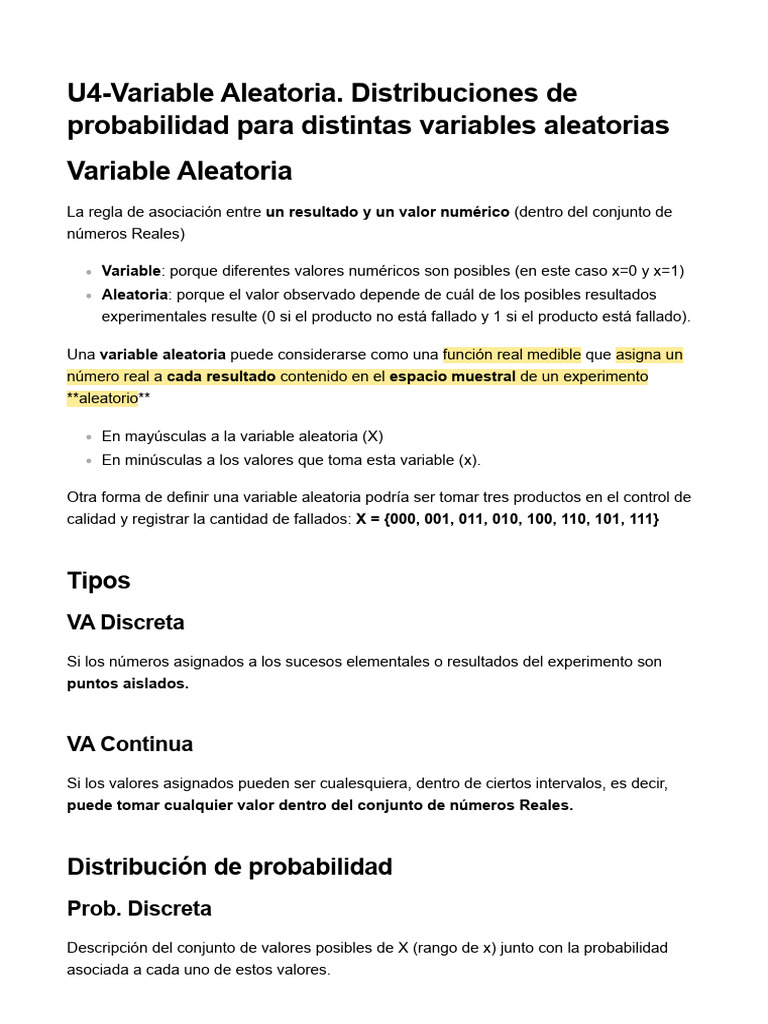 Introducción a Variables Aleatorias | PDF | Variable aleatoria | Teoría de probabilidad