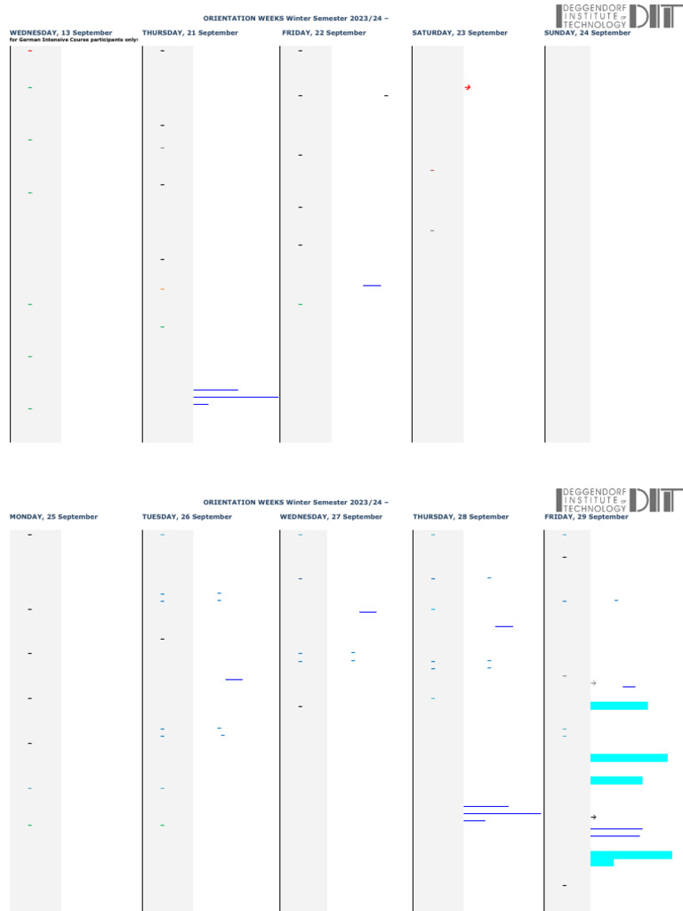 Orientation Week Schedule Pdf