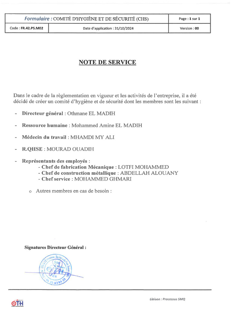 Note de Services | PDF