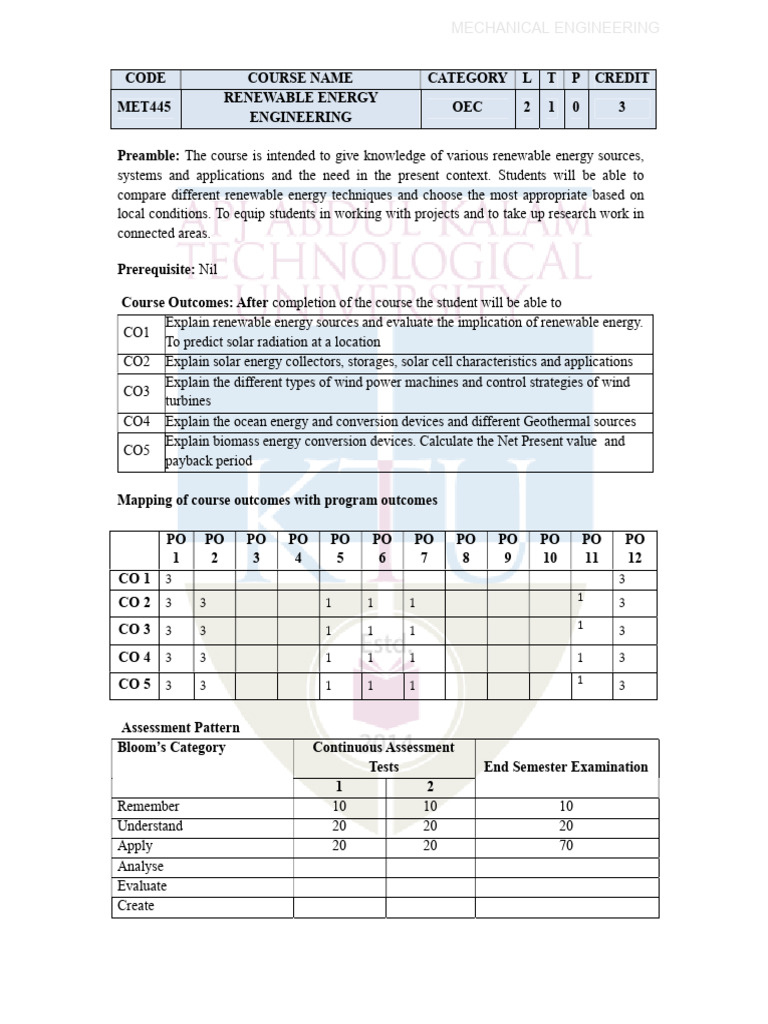 Met 445 Renewable Energy Engineering | PDF | Solar Energy | Energy Storage