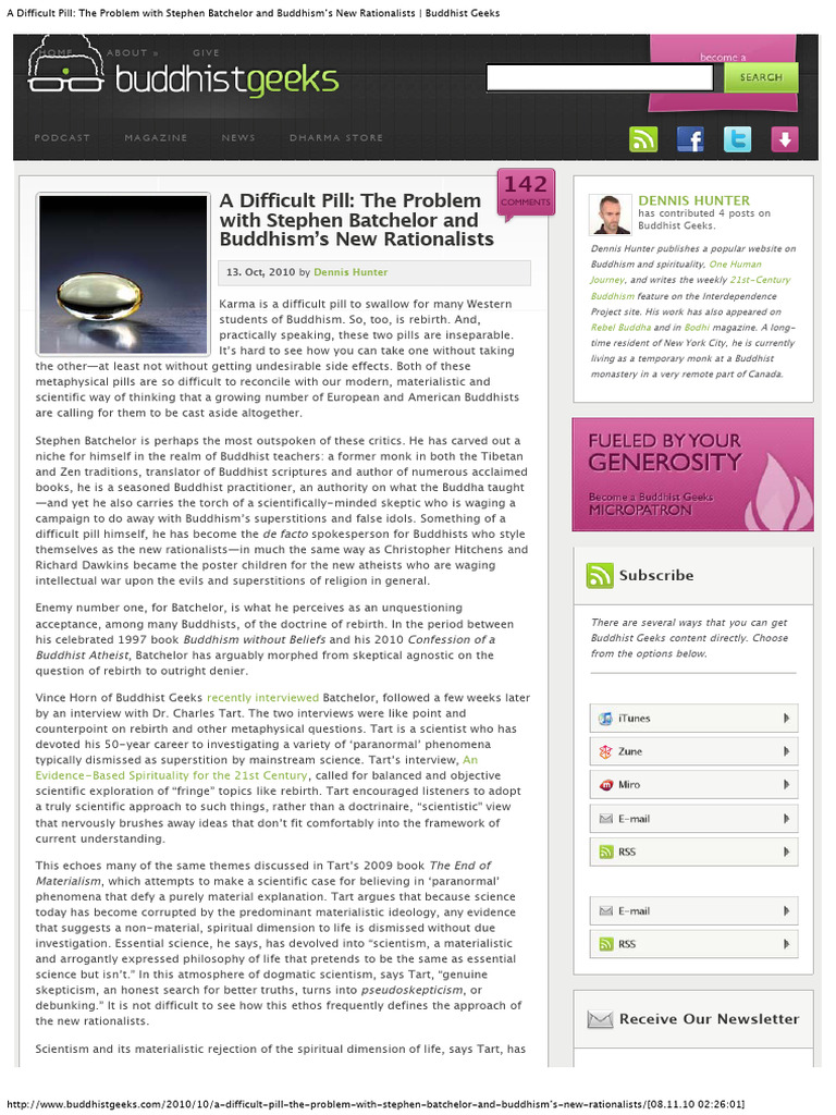 The Problem With Stephen Batchelor and Buddhisms New Rationalists Buddhist-Geeks | PDF ...