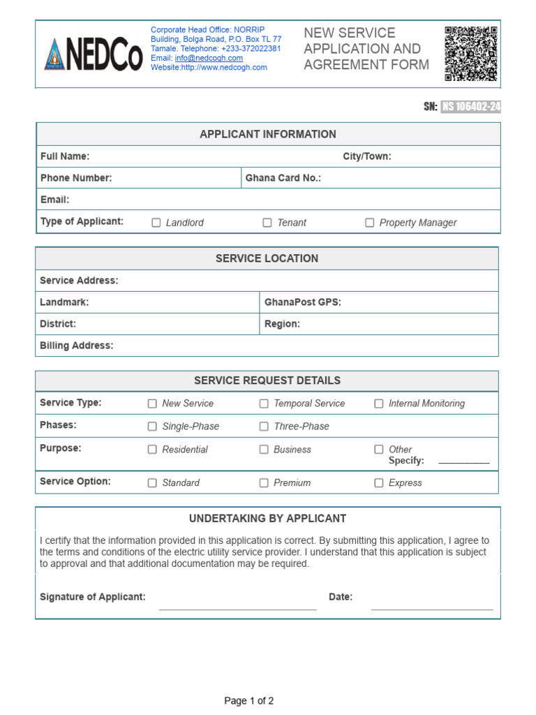 NEDCo New Service Application NS 106402-24 | PDF | Electrical ...