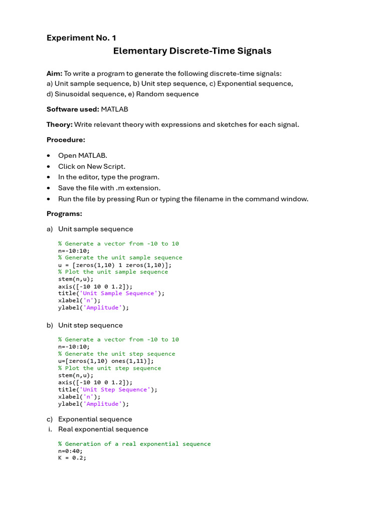 DSP Lab Experiments BEC502 (1) | PDF | Applied Mathematics