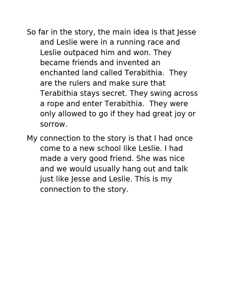 Connections Bridge To Terabithia - Andrea | PDF