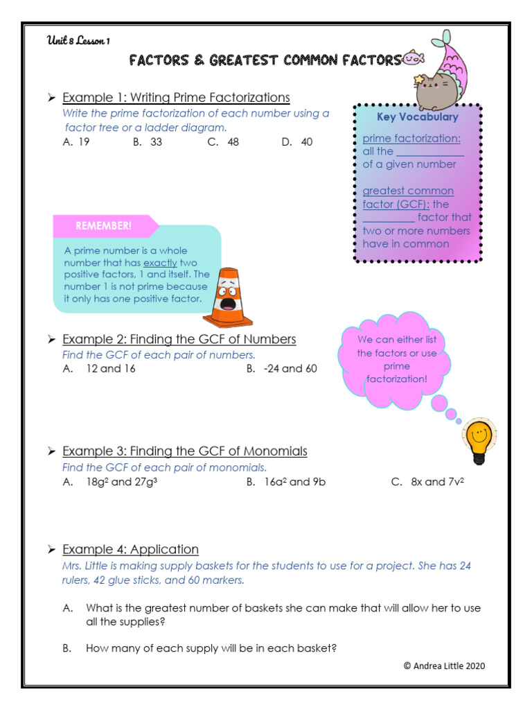 Unit 8 Notes Packet (1) | PDF | Factorization | Abstract Algebra