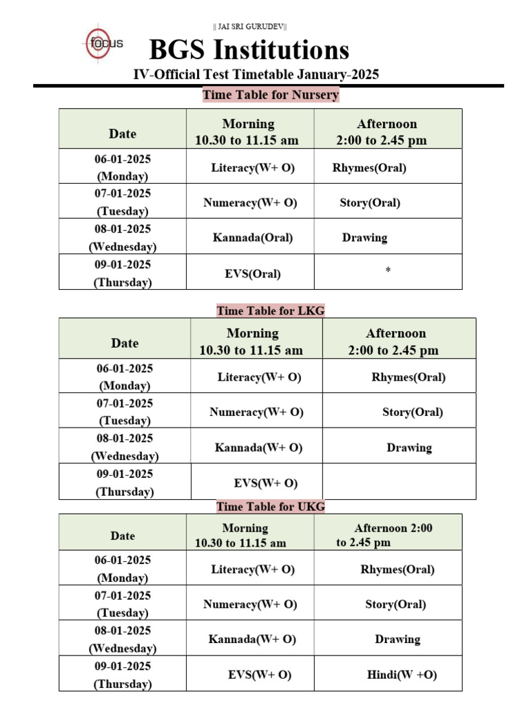 4th Official Test Time Table 2024-25 | PDF | Languages | Foreign ...