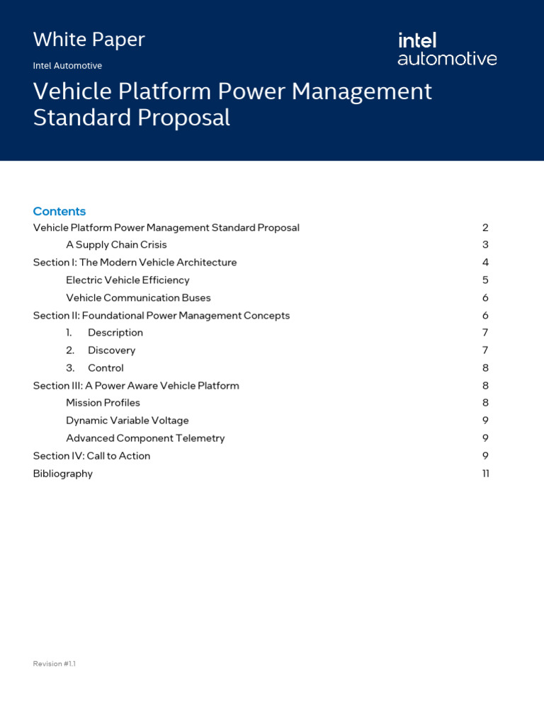 Vehicle Platform Power Management Standard Whitepaper | PDF | Electric ...