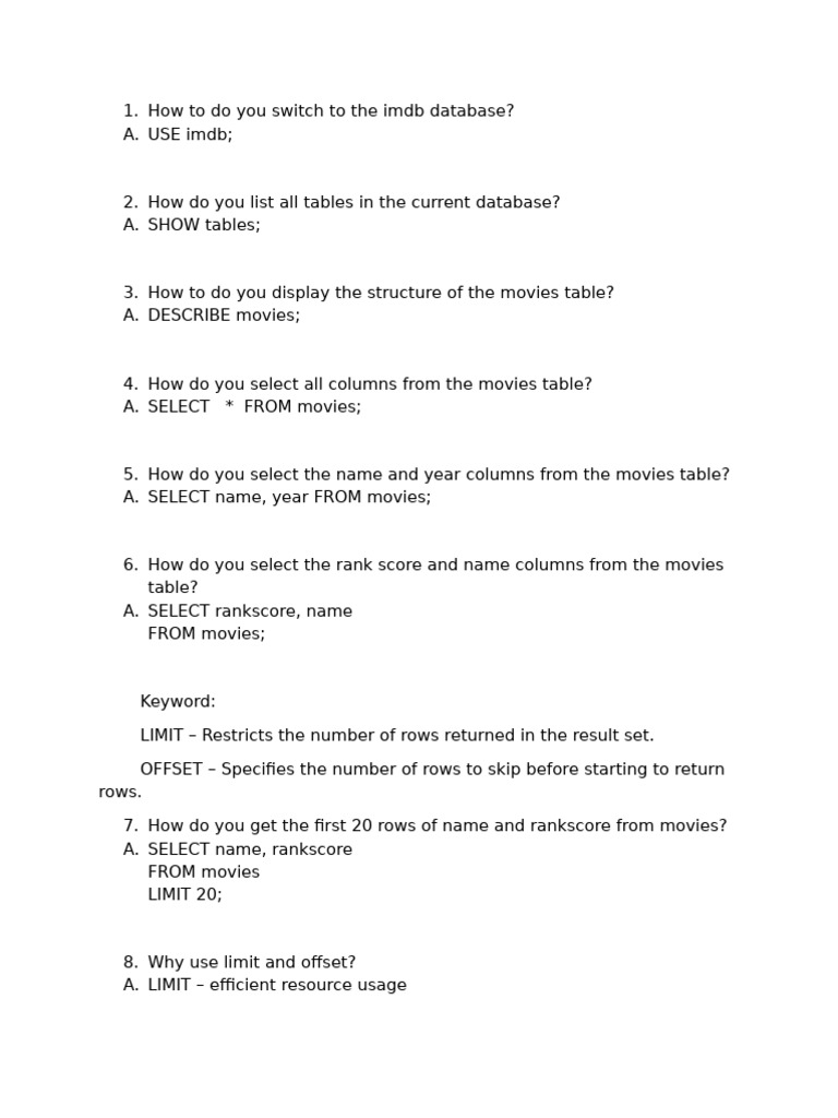 How To Do You Switch To The Imdb Database | PDF | Table (Database ...