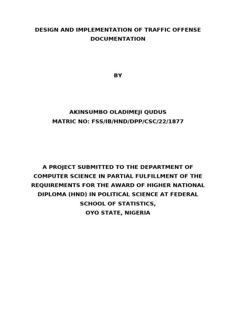 Design and Implementation of Traffic Offense Documentation - 043024 | PDF | Methodology