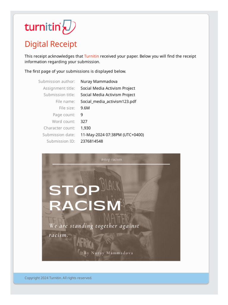Receipt - Social Media Activism Project | PDF