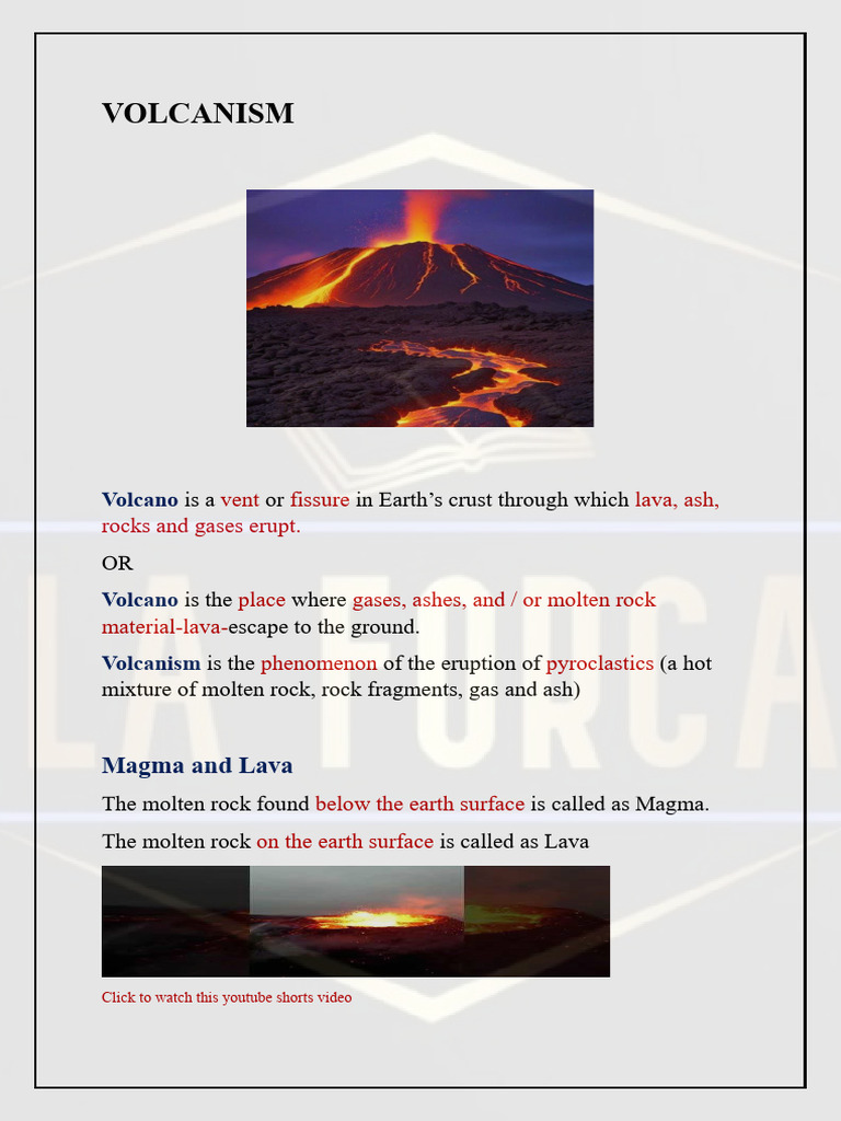 LA FORCA Volcanism | PDF | Lava | Volcano