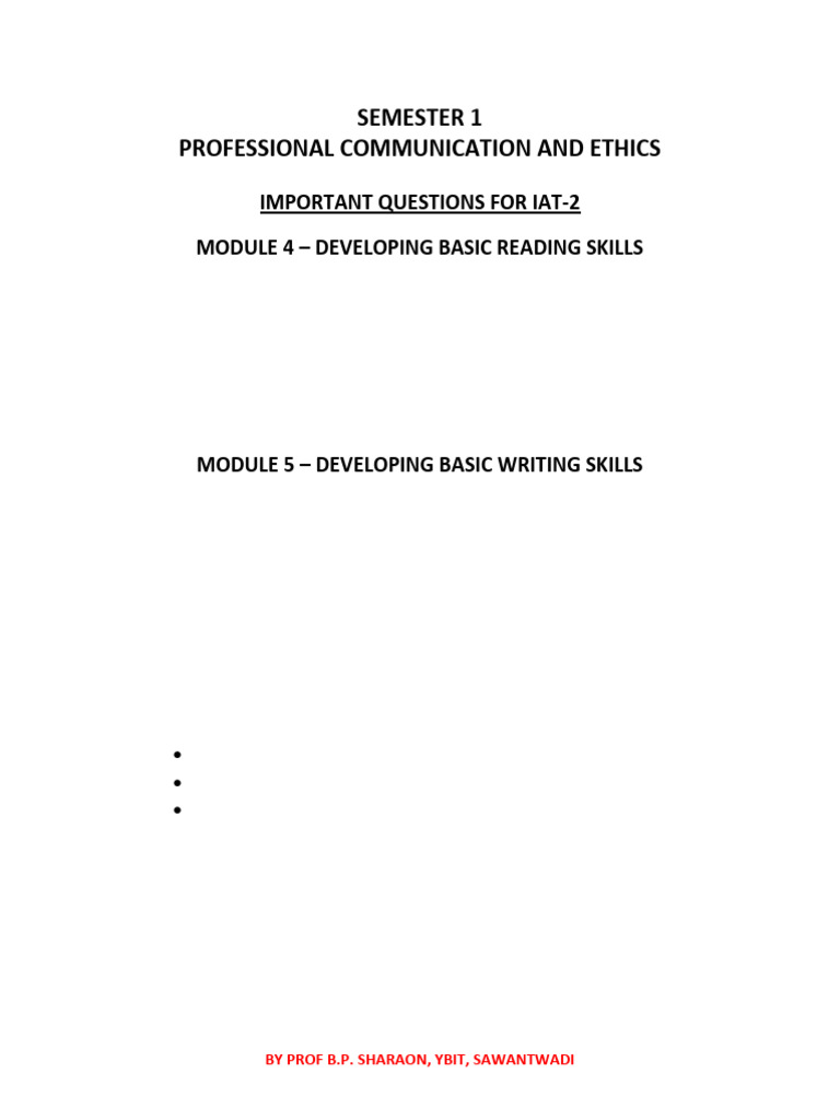 PCE QUESTION BANK IMPORTANT QUESTIONS Ut2 | PDF