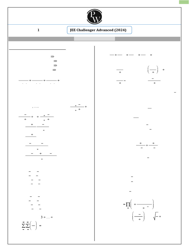 Sequence and Series _ Practice Sheet __ JEE Challengers | PDF Sequence and Series _ Practice Sheet __ JEE Challengers | PDF