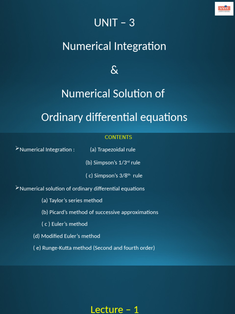 Unit 3 - Lecture 1- Introduction Numerical Integration by Trapezoidal Rule | PDF | Integral ...