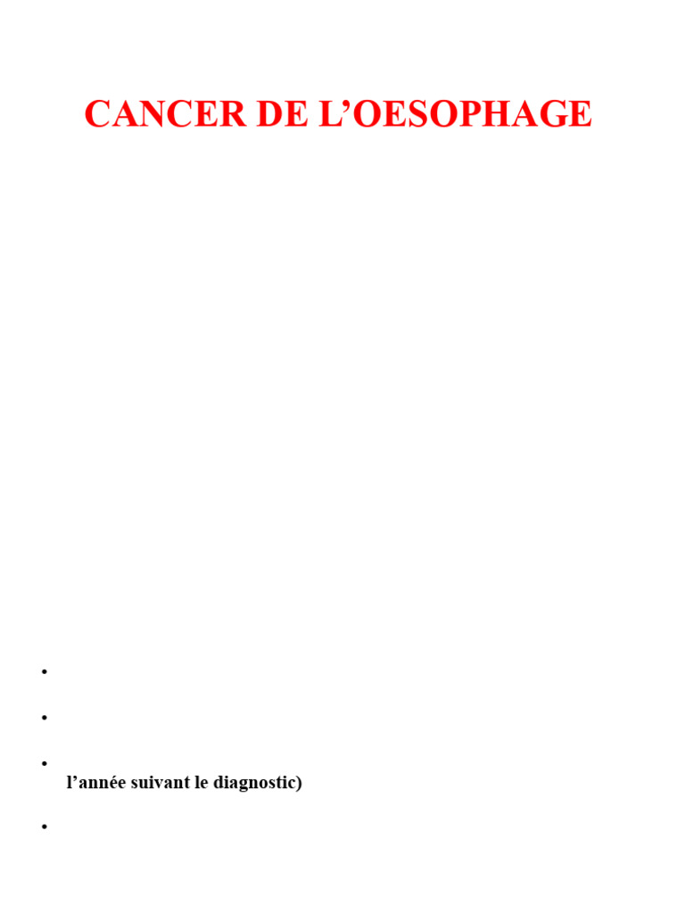 Cancer de l'œsophage : enjeux et traitements | PDF | Cancer | Maladies ...