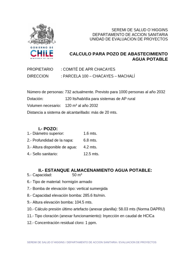 Planilla Cálculo AP | PDF | Agua | Bomba
