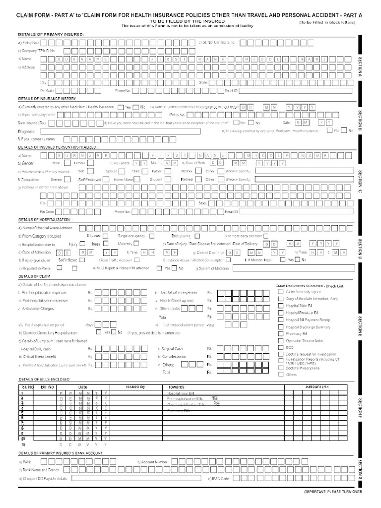 Claim Form Part A | PDF
