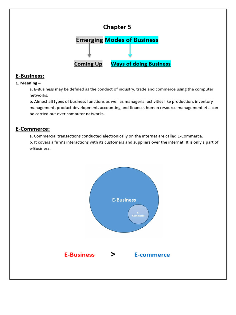 Chapter 5 business studies , emerging mode of business | PDF | E ...