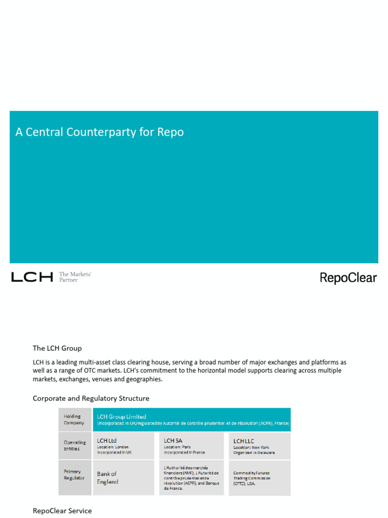 RepoClear Business Overview | PDF | Repurchase Agreement | Clearing (Finance)