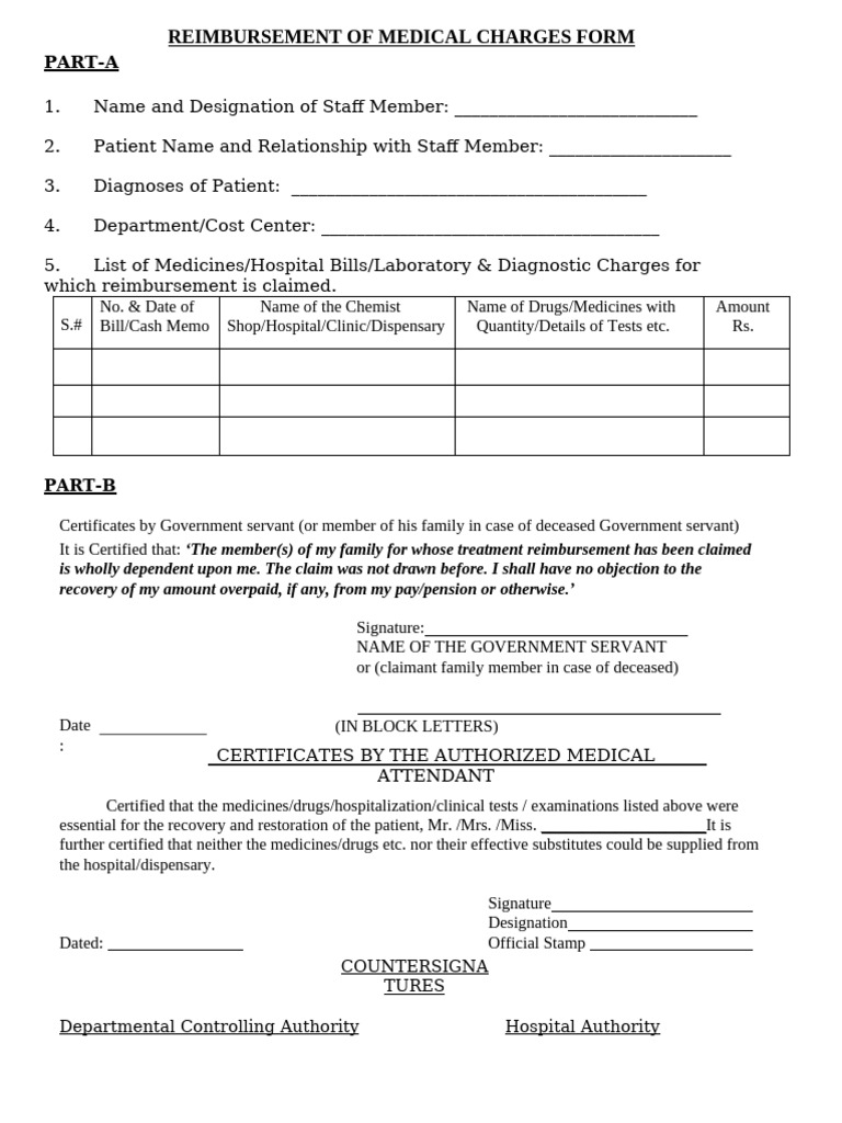 Medical Reimbursement Claim Form | PDF