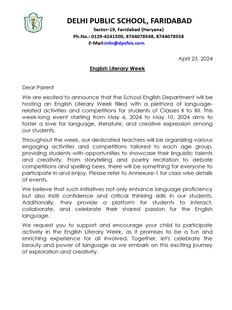 English Literary Week for Students | PDF