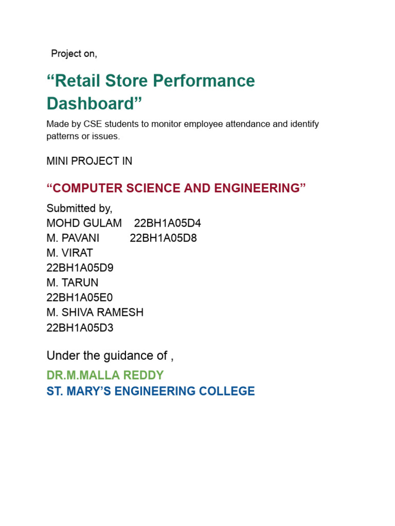 "RETAIL STORE PERFORMANCE"by CSE - B | PDF | Performance Indicator ...