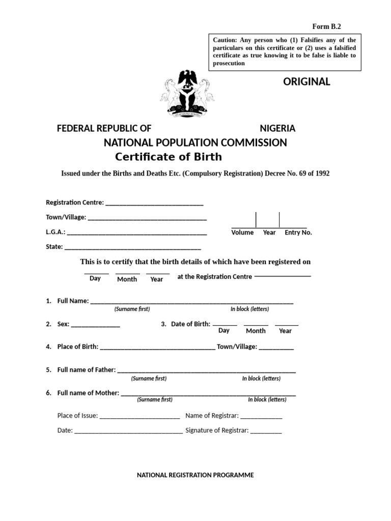 Birth Certificate - For Merge | PDF