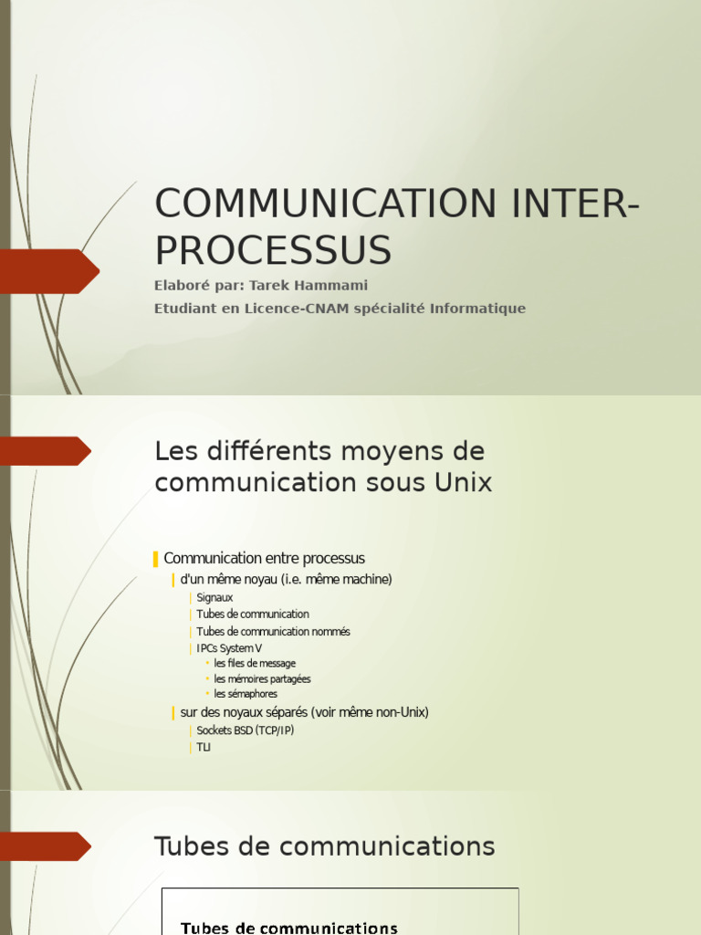Présentation Communication Inter-processus - Tarek Hammami | PDF | Kernel (Système d ...