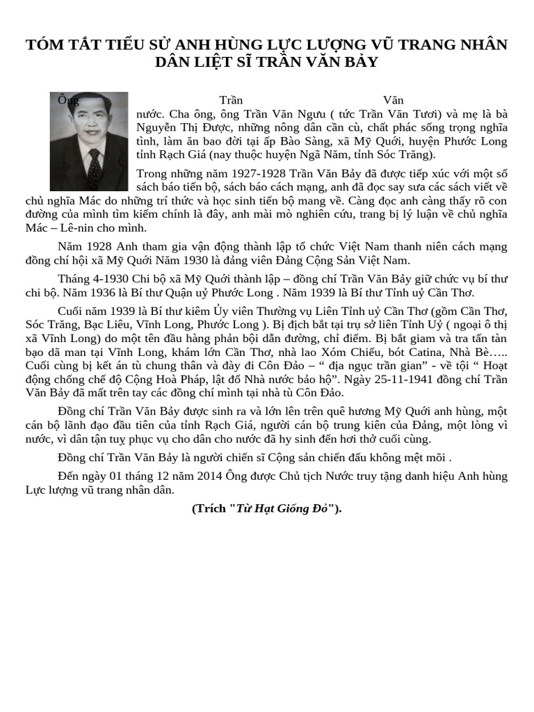 358-TB-TÓM TẮT TIỂU SỬ LIỆT SĨ TVB | PDF