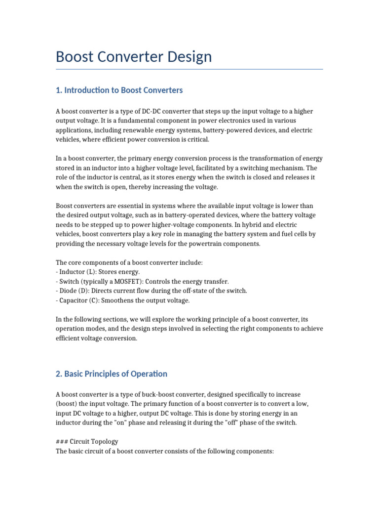 Boost Converter Design | PDF | Electric Power | Manufactured Goods