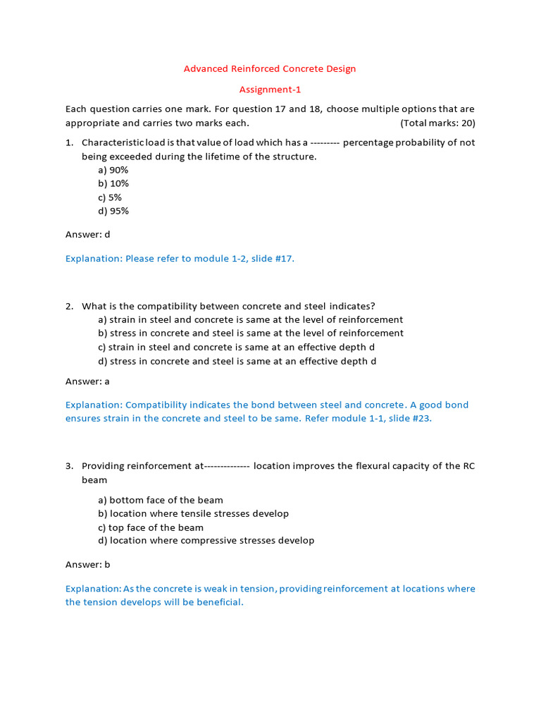 All Weeks Assignments Solution RCC Merged | PDF | Concrete | Strength Of Materials