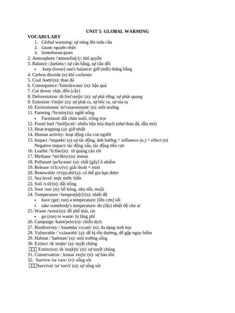 UNIT 5-Voc-Handouts | PDF