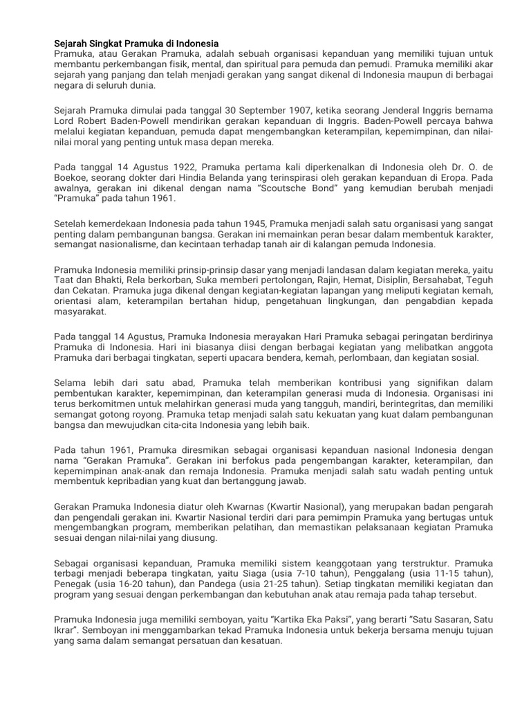 Sejarah Singkat Pramuka Di Indonesia Pdf