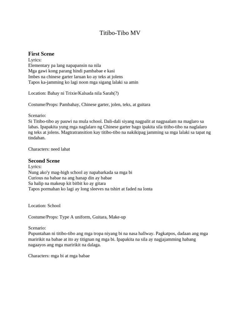 Titibo-Tibo MV: First Scene | PDF