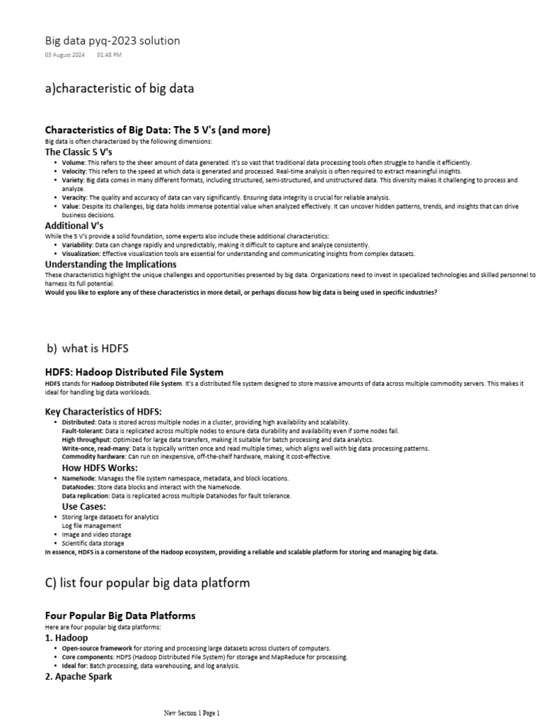 Big Data Pyq 2023 Solution | PDF | Cluster Analysis | Map Reduce