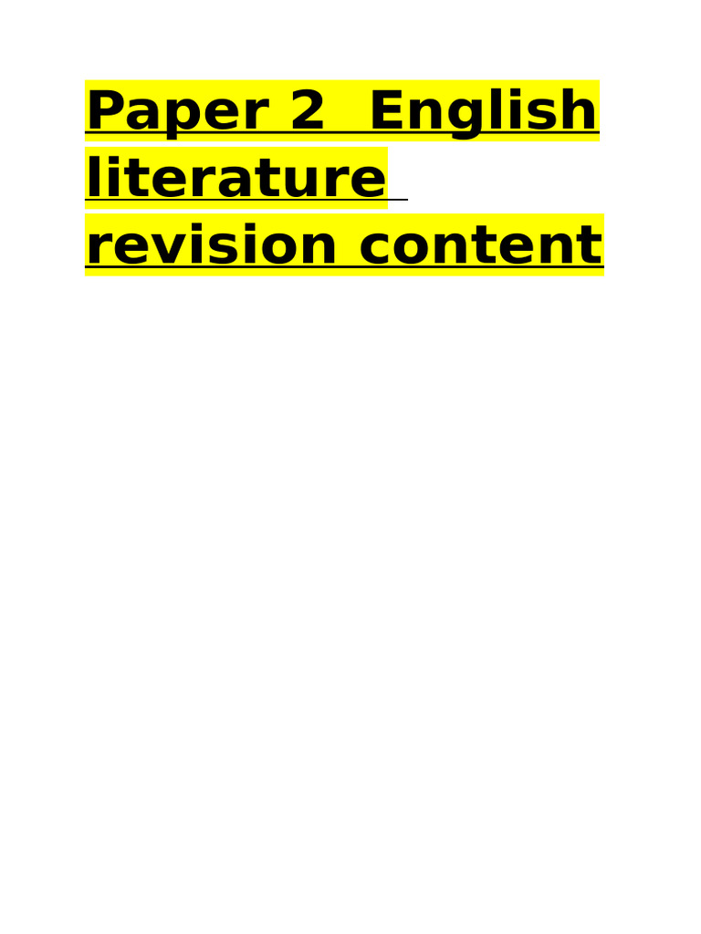 Paper 2 English Literature Revision | PDF | Poetry | Essays