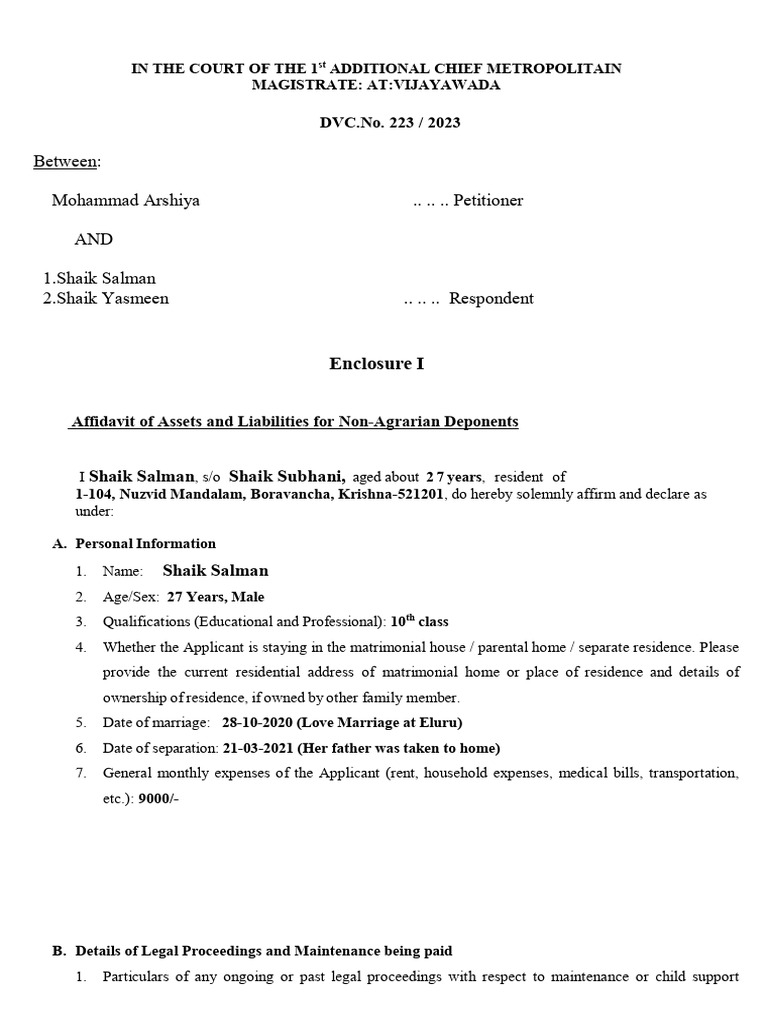Enclosures | PDF | Expense | Affidavit