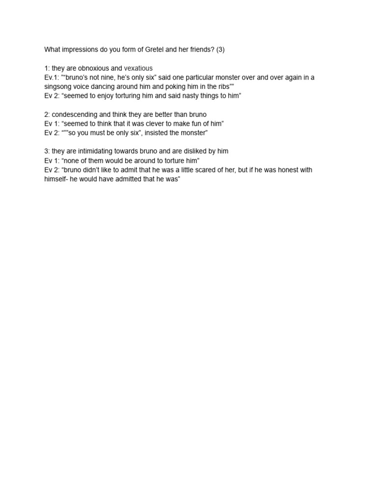 TBITSP - Gretel Character Study | PDF